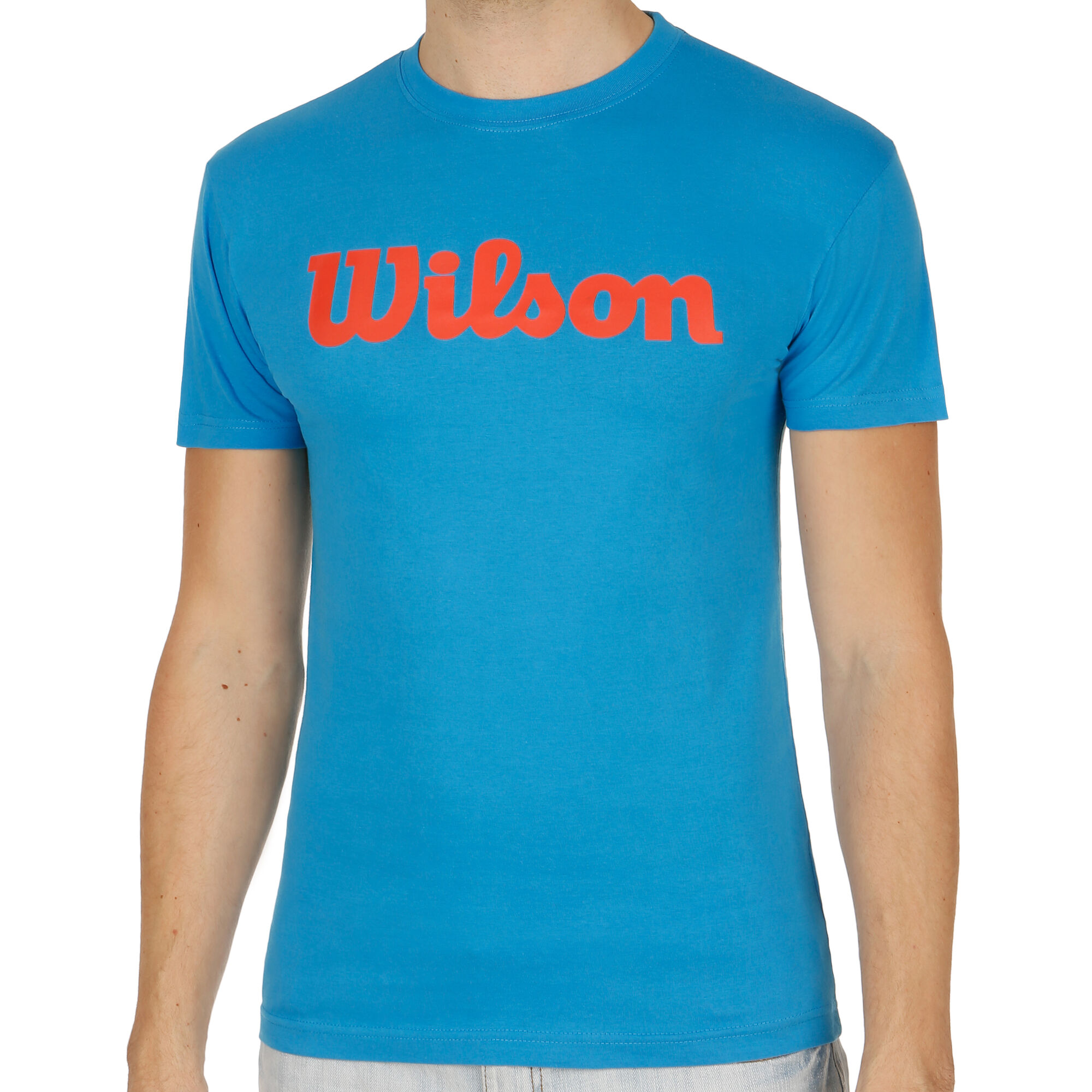 Buy Wilson Script Cotton T-Shirt Men Blue, Orange online | Tennis Point UK