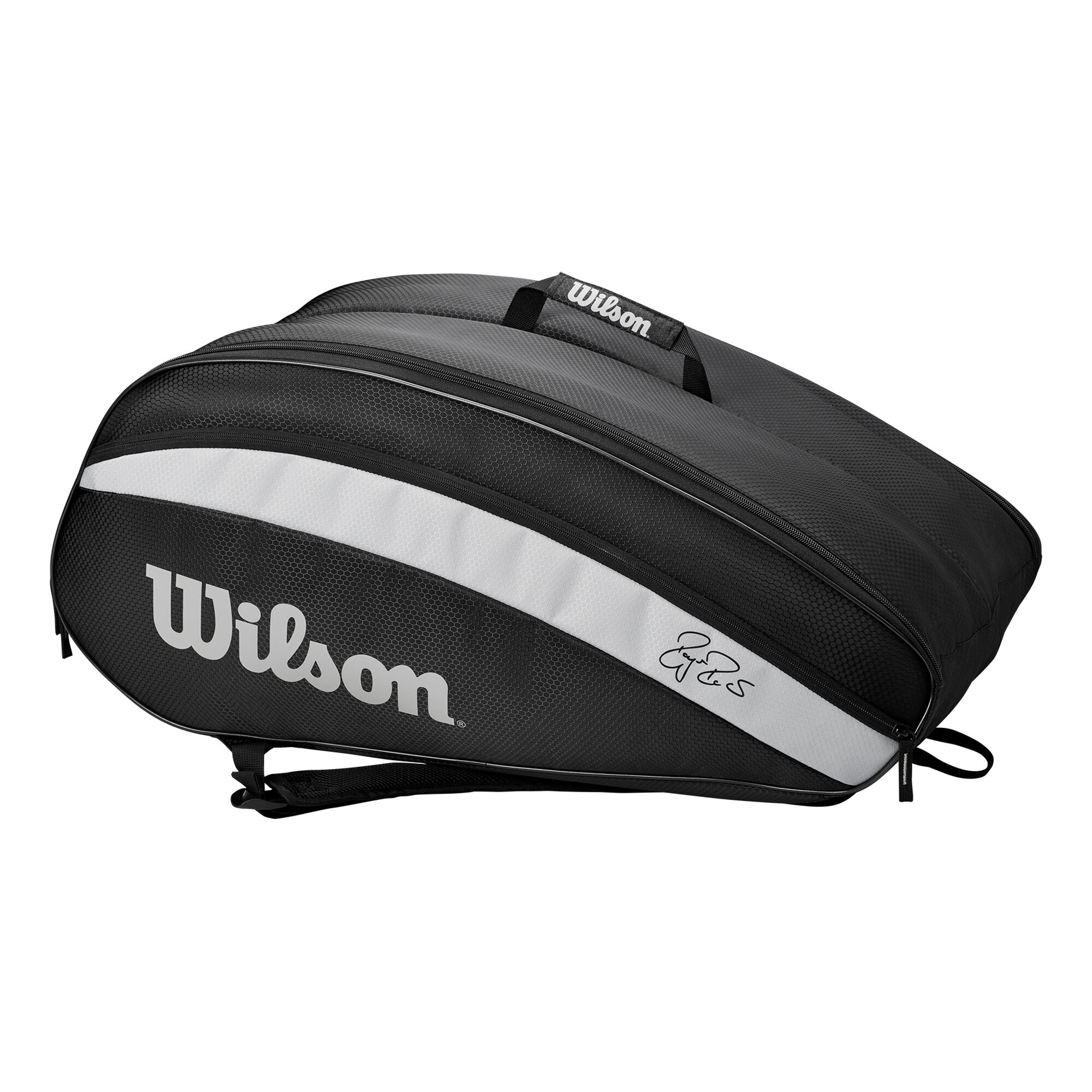buy Wilson Roger Federer Team Racket Bag 12 Pack - Black, White online ...